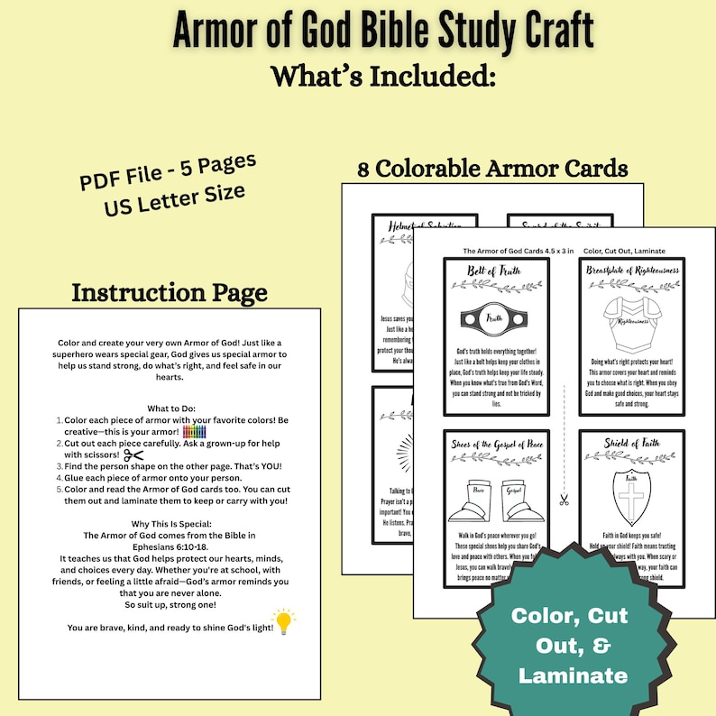 Armor of God Printable Craft, Put on the Armor of God, Bible School ...