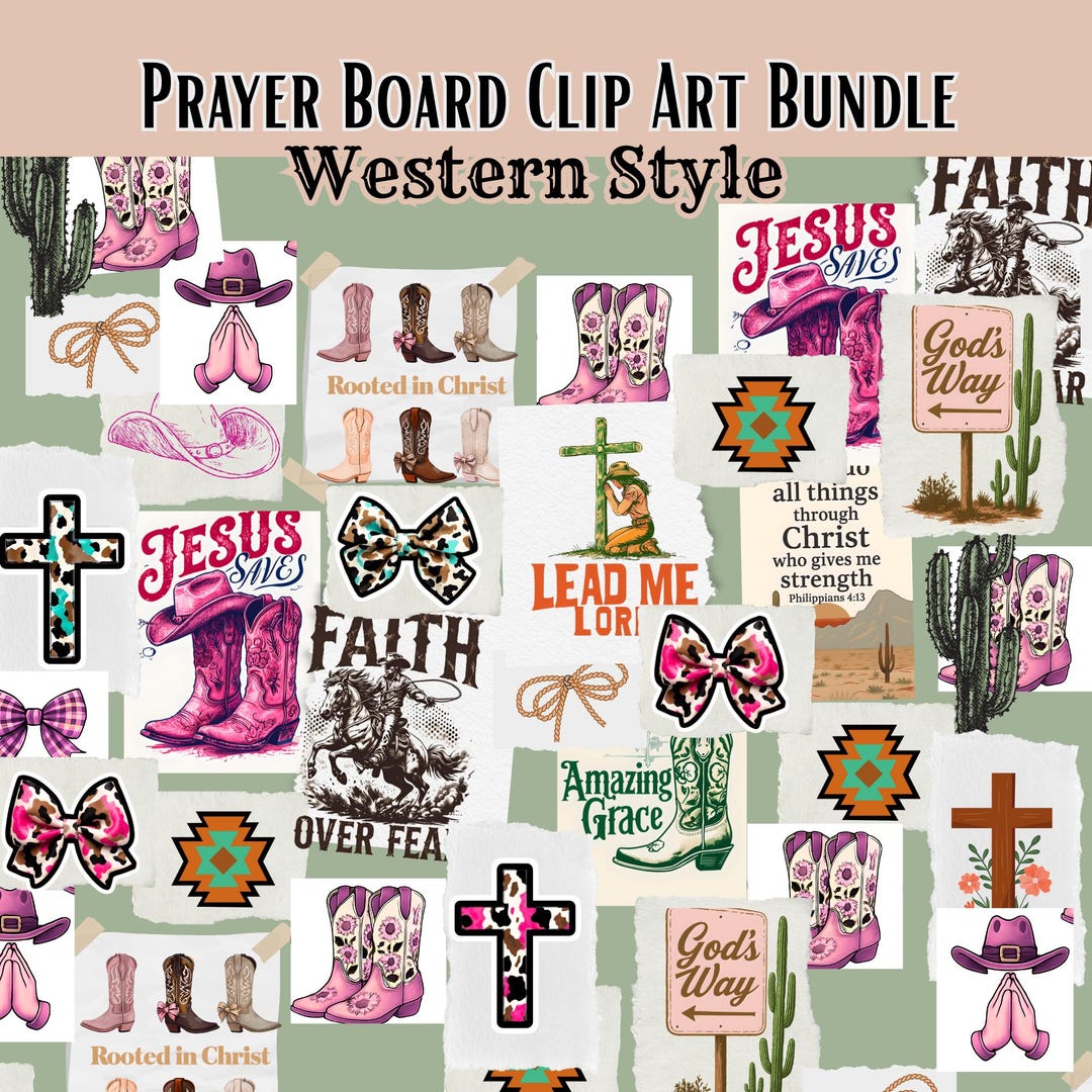 Prayer Board Kit Clipart, Western Theme Scripture Scraps, Faith Junk ...