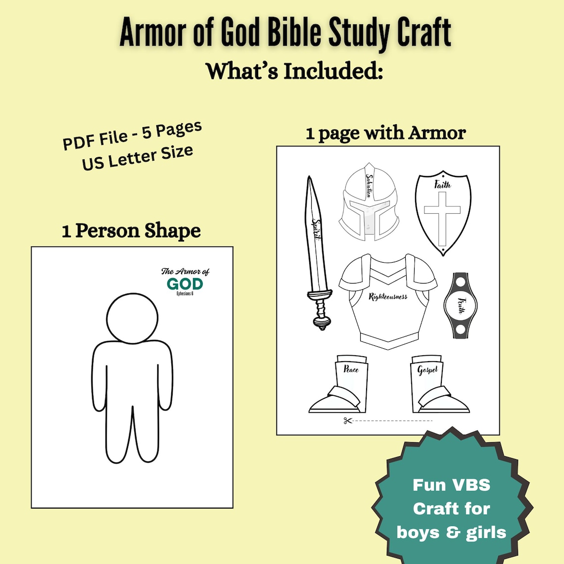 Armor of God Printable Craft, Put on the Armor of God, Bible School ...