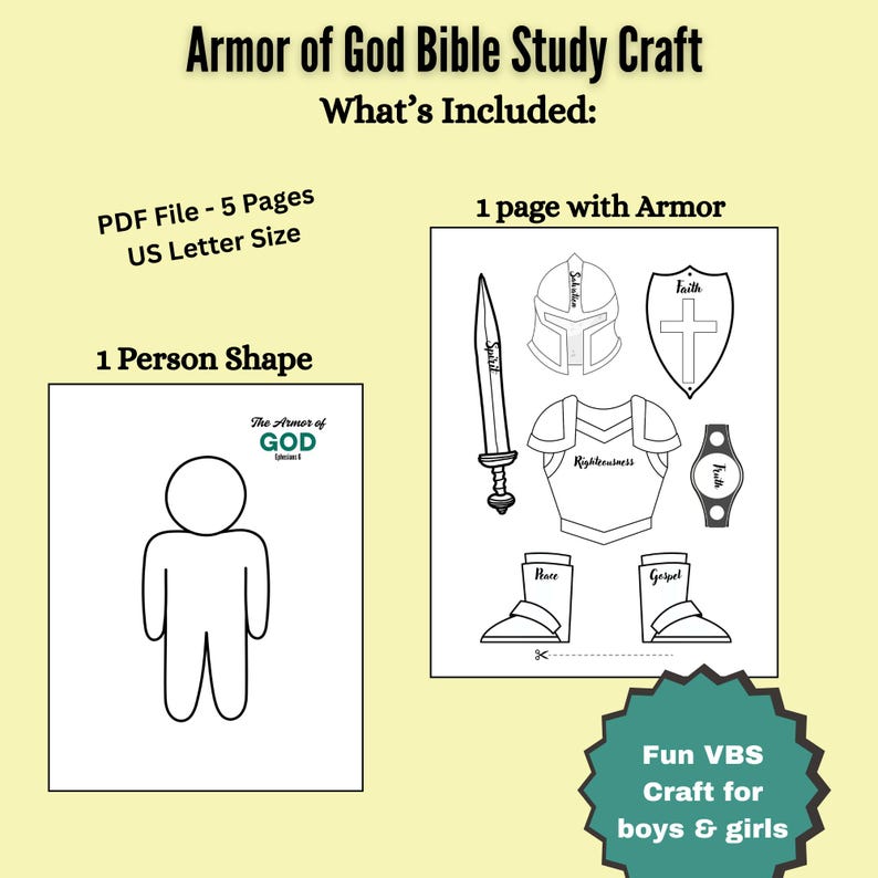 Armor of God Printable Craft, Put on the Armor of God, Bible School ...