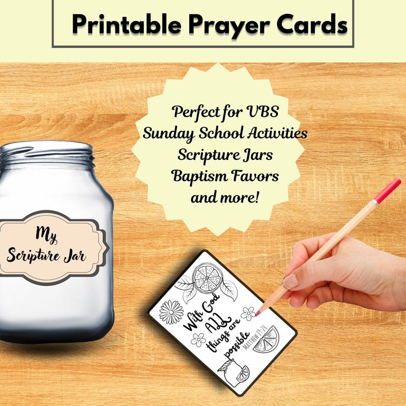 Printable Prayer Cards, Scripture Coloring Cards for Kids, Bible Verse ...