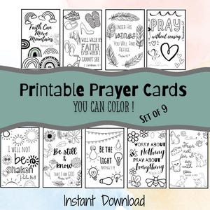 Printable Prayer Cards for Kids Set of 9, Coloring Bible Activity, VBS ...