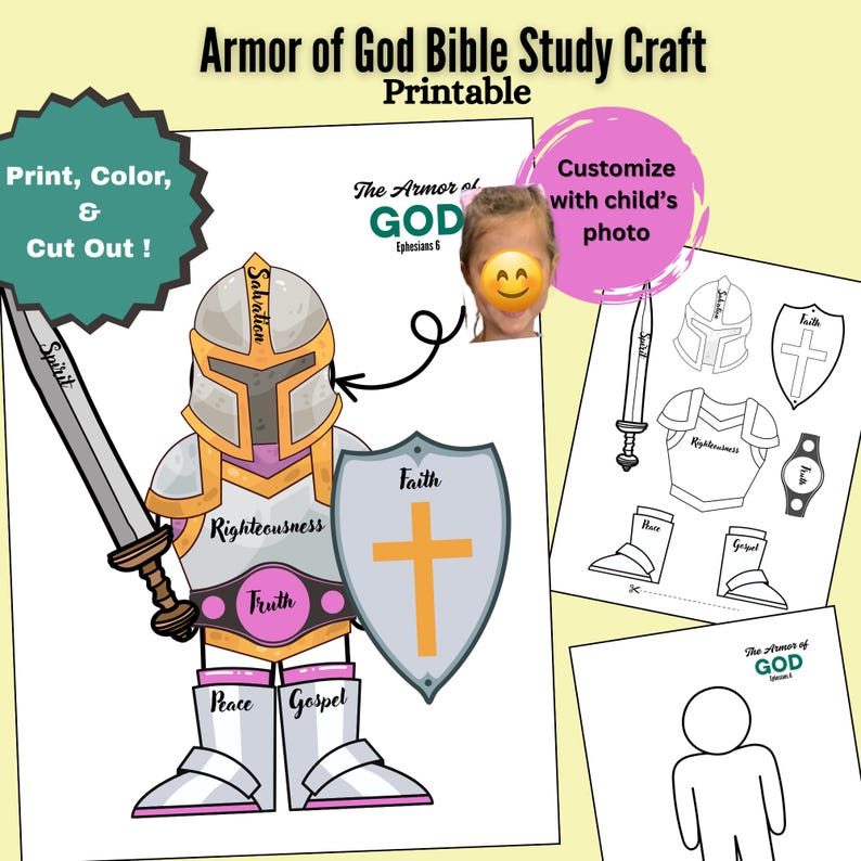 Armor of God Printable Craft, Put on the Armor of God, Bible School ...