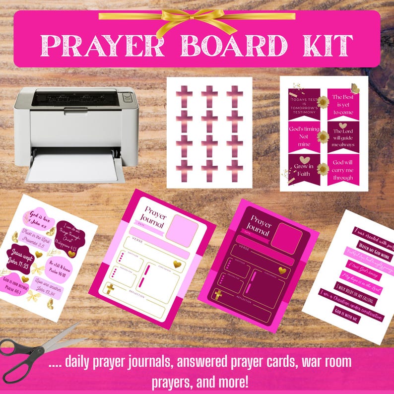 Prayer Board Kit Printable, Pink Vision Board Kit With Prayer Request Cards, Prayer Board ...