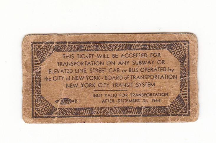 Vintage NYC Transit Fare Ticket (1900s–1940s) – Original 5 Cents New ...