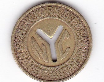 1970 large Y NYC New York City Subway Token NYCTA MTA Transit Authority ...