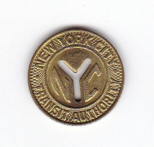 High Grade NYC New York City Subway Small Y Cut Out Transit Token 1953 ...