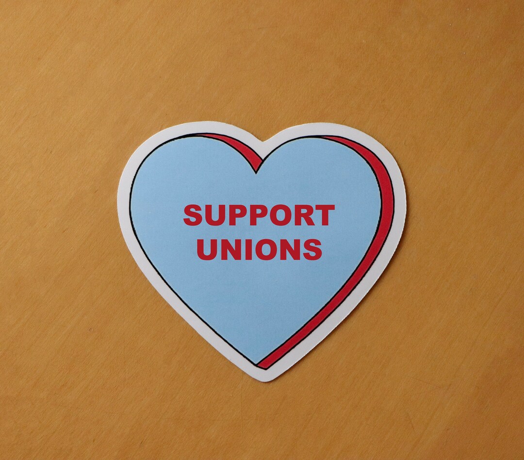 Support Unions Candy Heat Vinyl Sticker Worker's Rights Pink and Blue ...