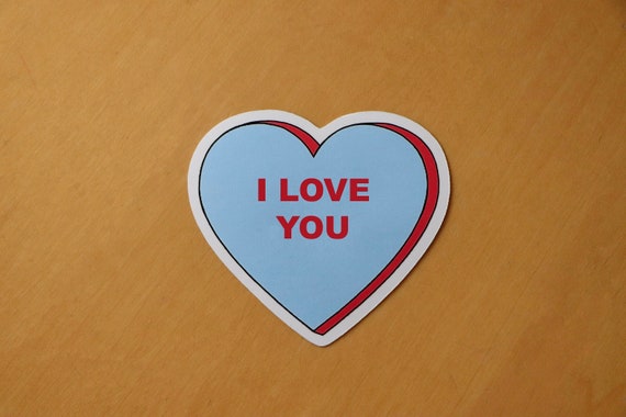 I Love You Candy Heart Valentine's Day Vinyl Sticker | Etsy