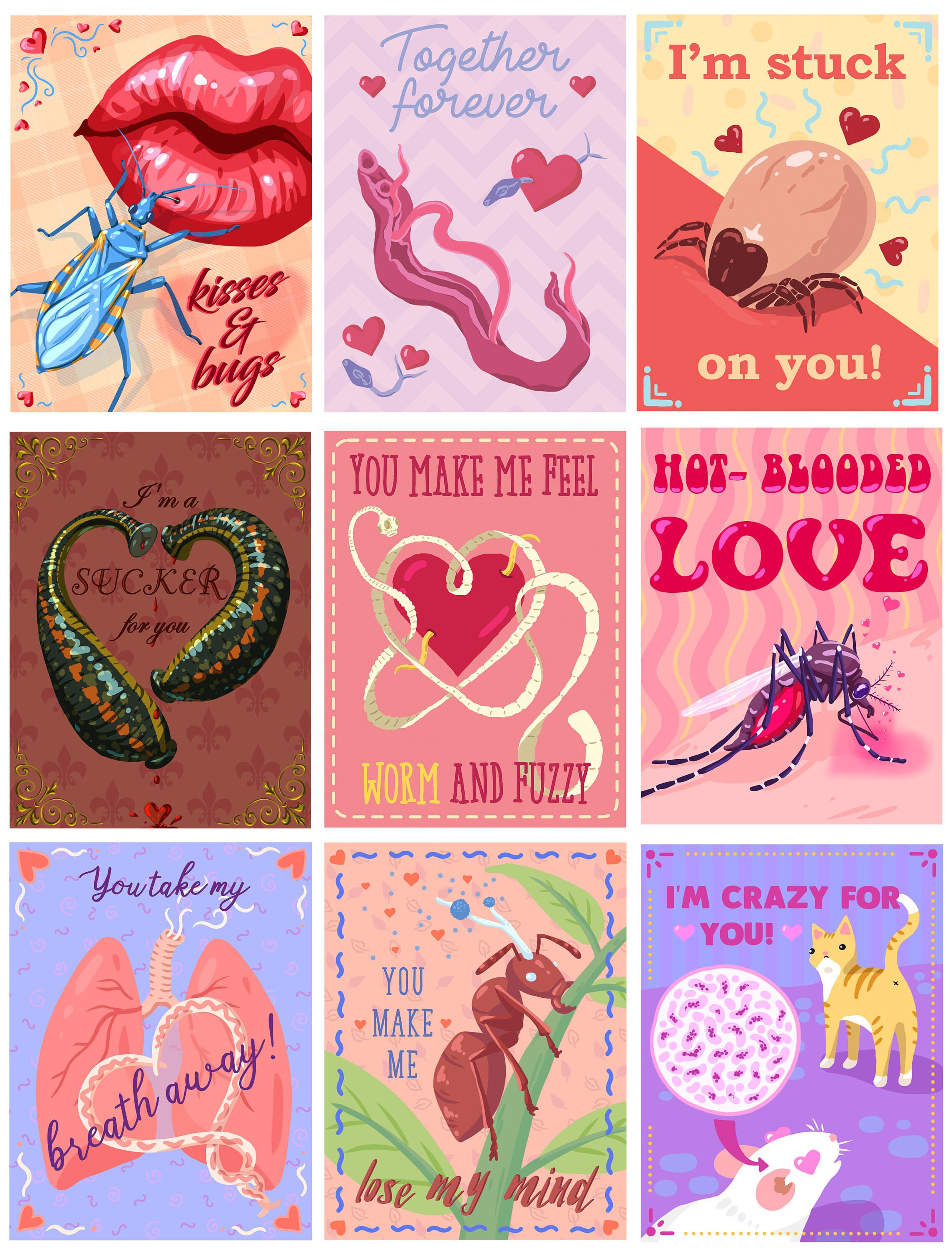 Parasite Valentines Variety Pack 9 cards | Etsy
