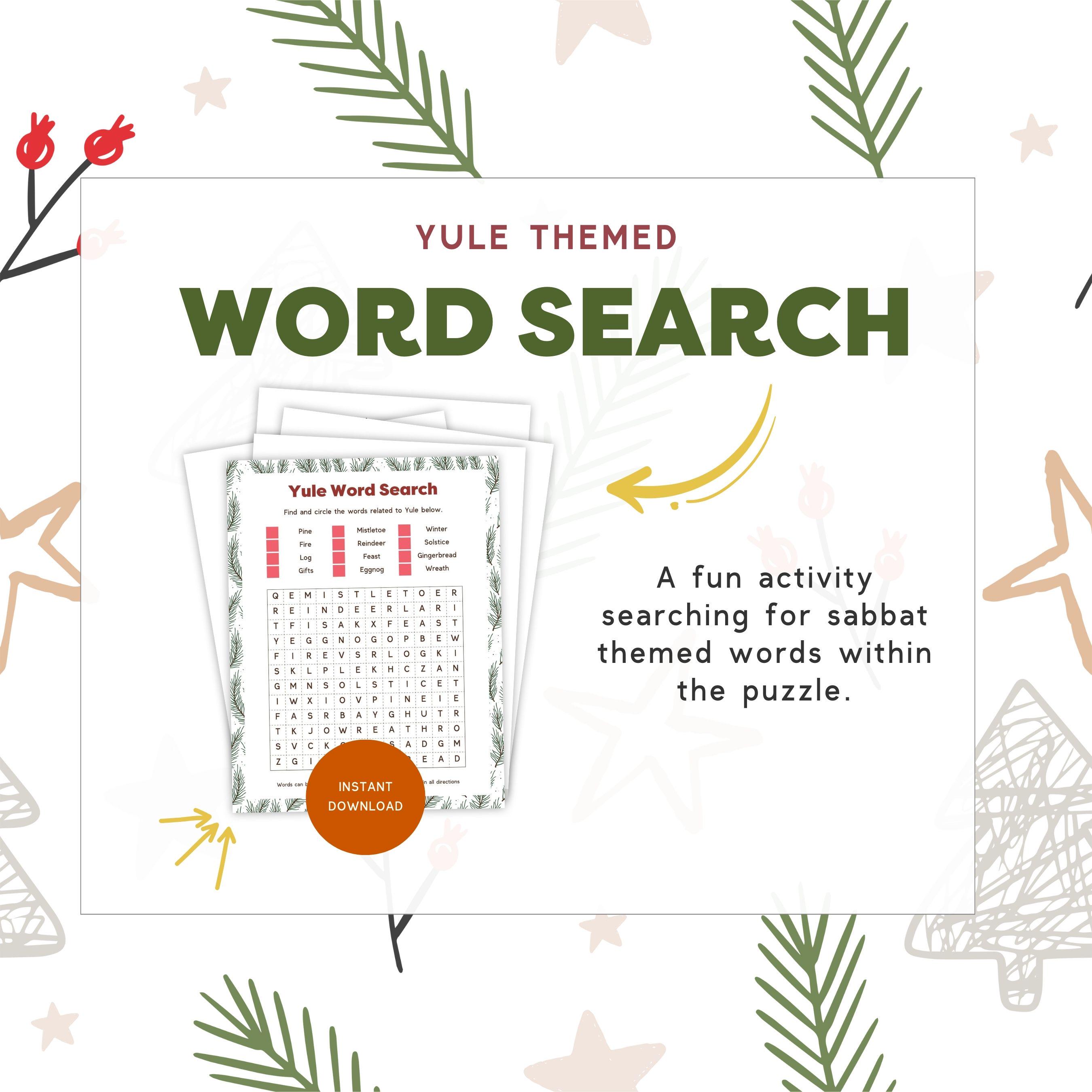 Yule Sabbat Printable Activity Pack | Sabbat Printables | Pagan Sabbat ...