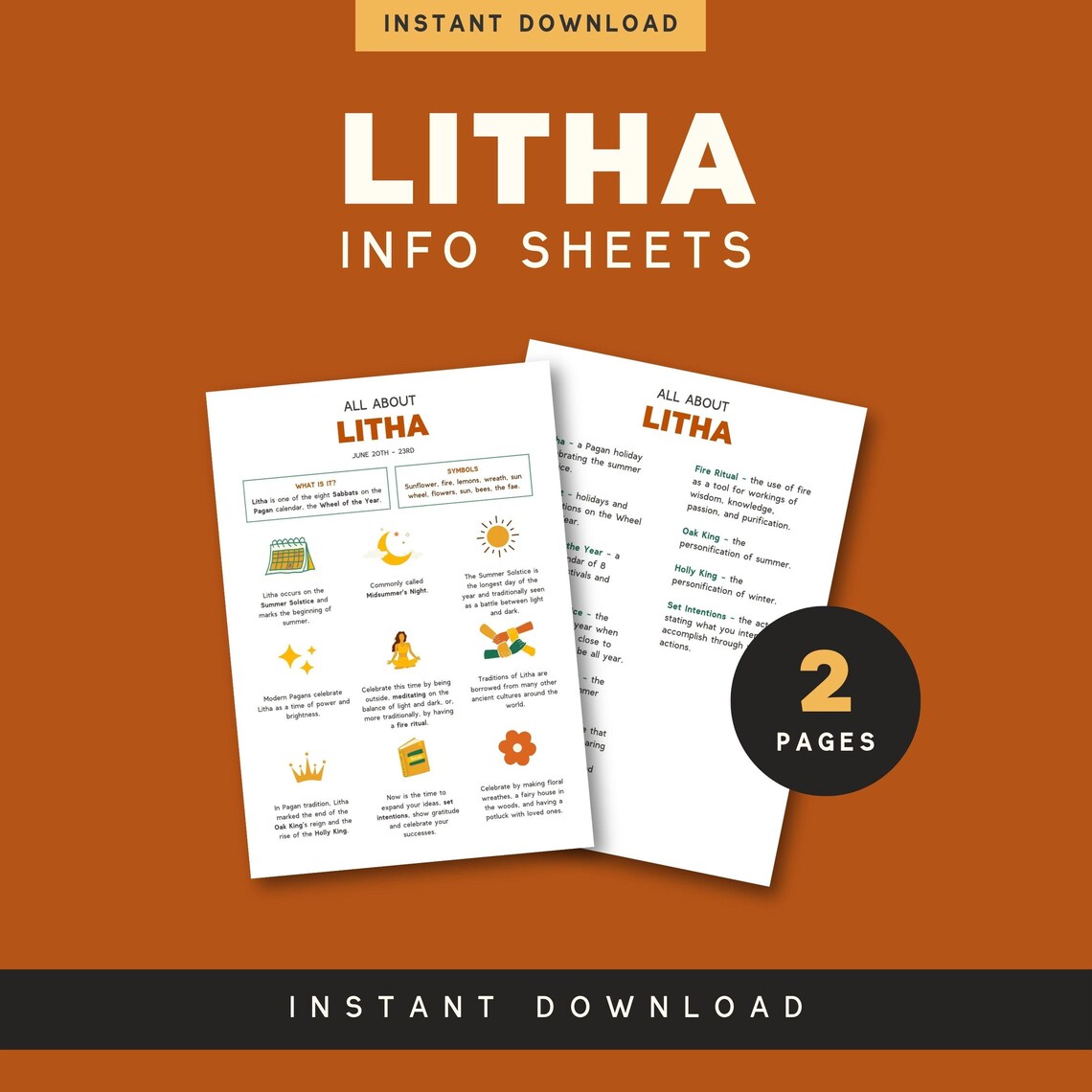 Litha Printable | Printable Grimoire Page | Grimoire Pages | Litha Celebration | Litha ...