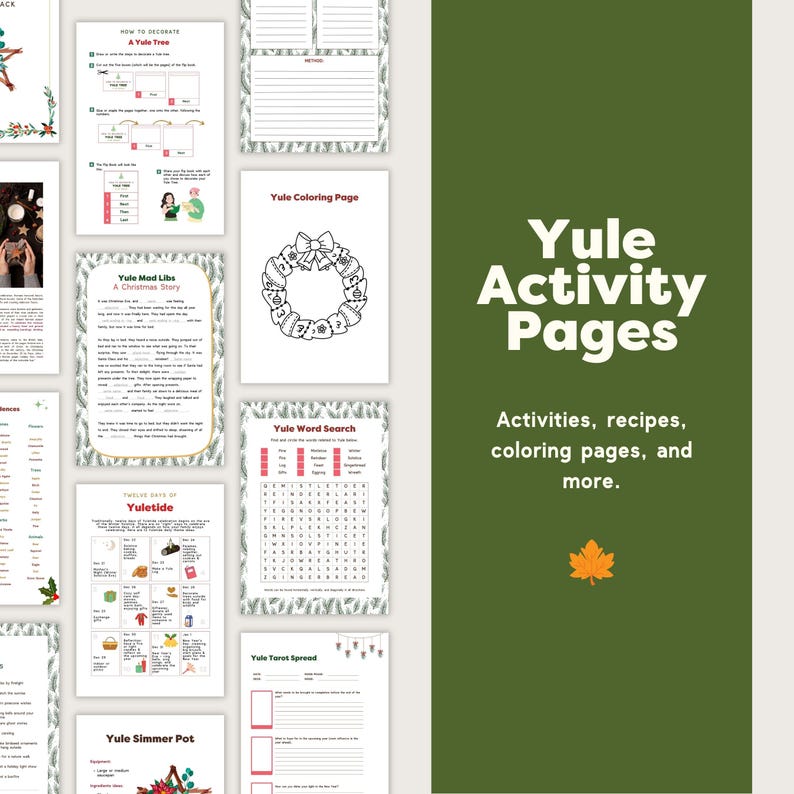 Yule Sabbat Printable Activity Pack | Sabbat Printables | Pagan Sabbat ...