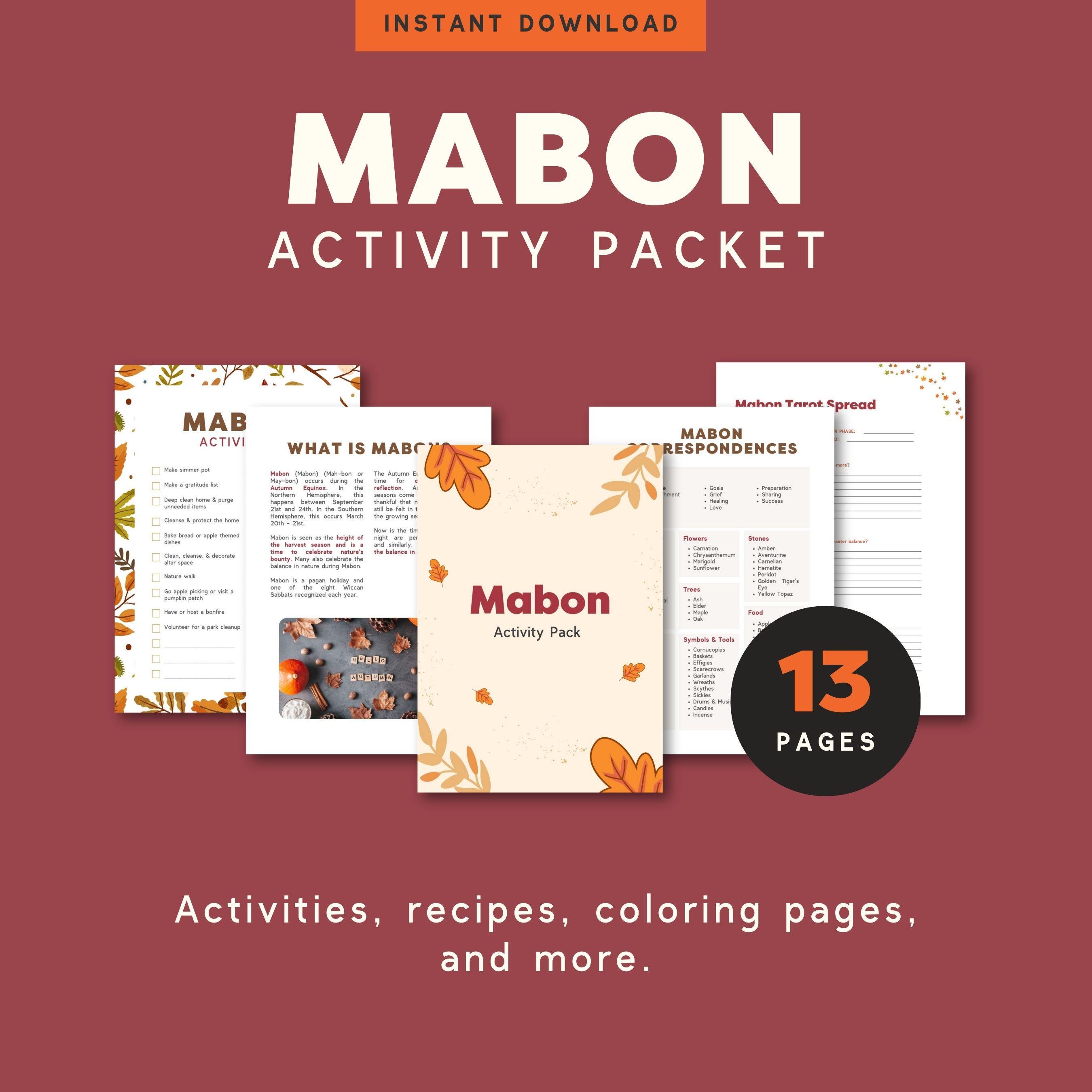 Mabon Sabbat Printable Activity Pack | Autumn Equinox Printables ...