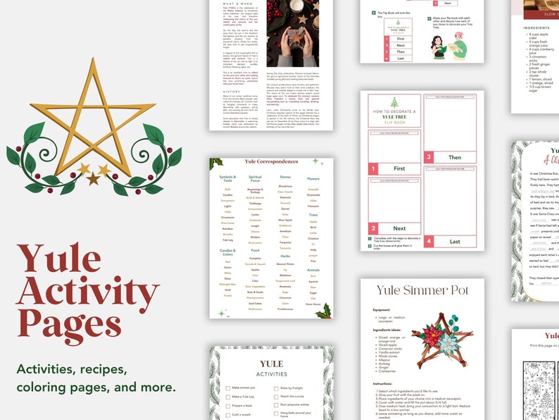 Yule Sabbat Printable Activity Pack Sabbat Printables Pagan Sabbat ...