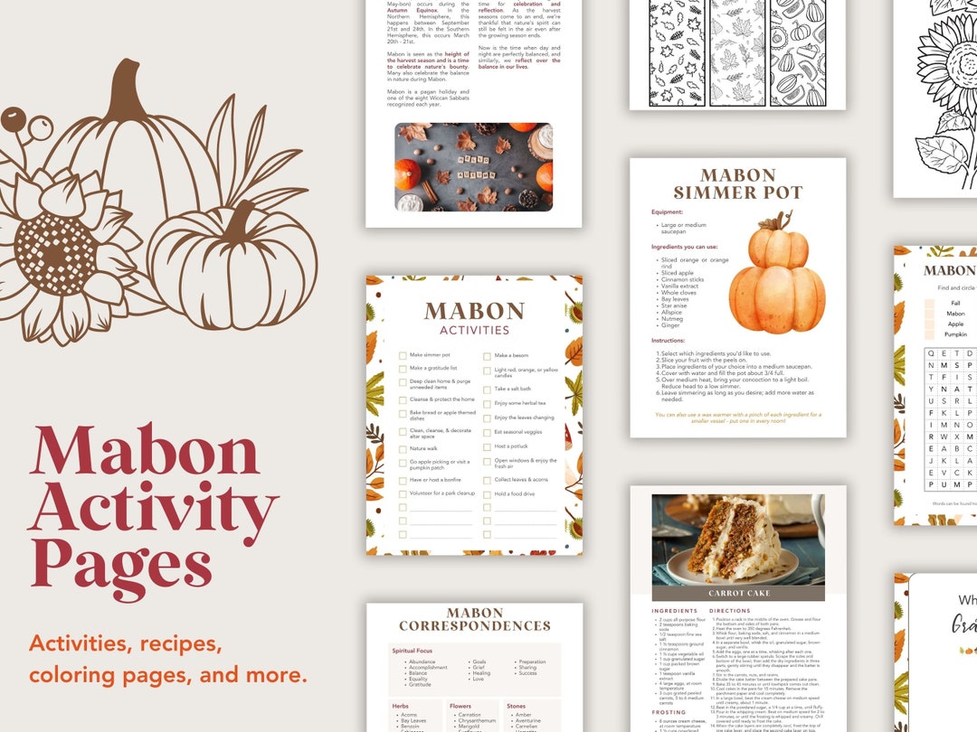 Mabon Sabbat Printable Activity Pack | Autumn Equinox Printables ...