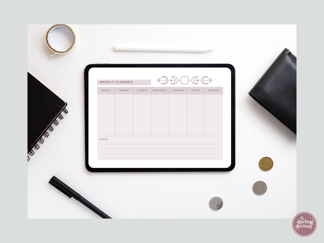 Weekly Planner Single Page Digital Download | iPad Planner Page ...