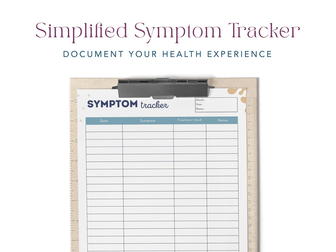 Symptom Tracker Simplified Wellness Journal Printable Medical Planner ...
