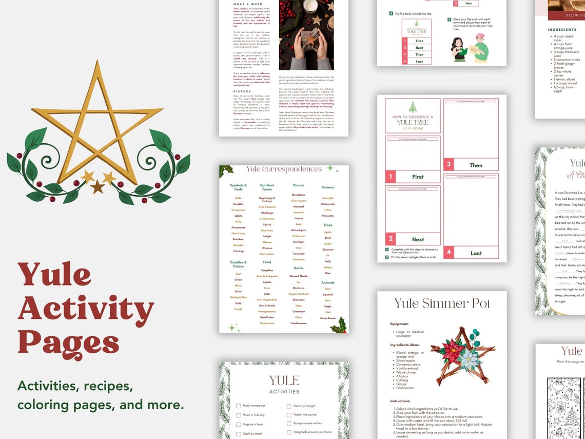 Yule Sabbat Printable Activity Pack Sabbat Printables Pagan Sabbat ...