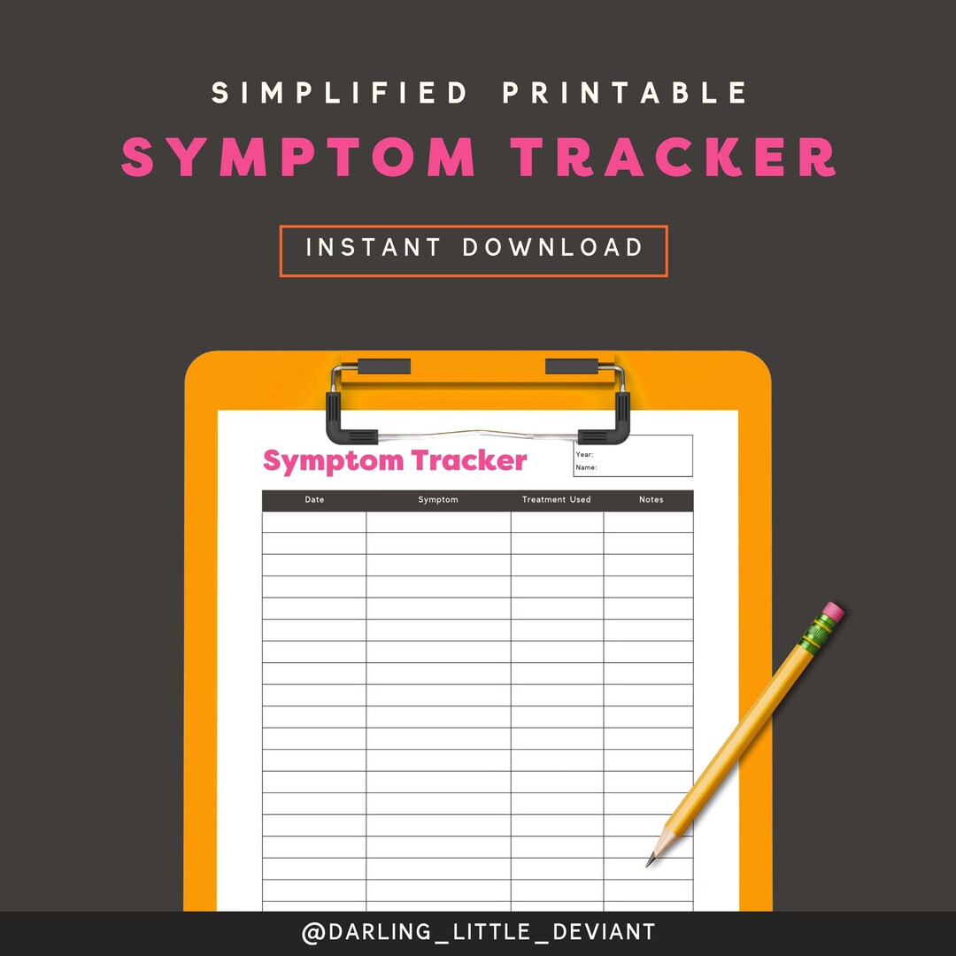 Symptom Tracker | Simplified Wellness Journal | Printable Medical ...