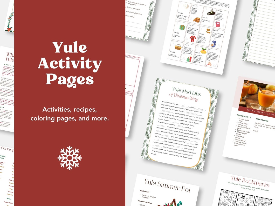 Yule Sabbat Printable Activity Pack Sabbat Printables Pagan Sabbat ...