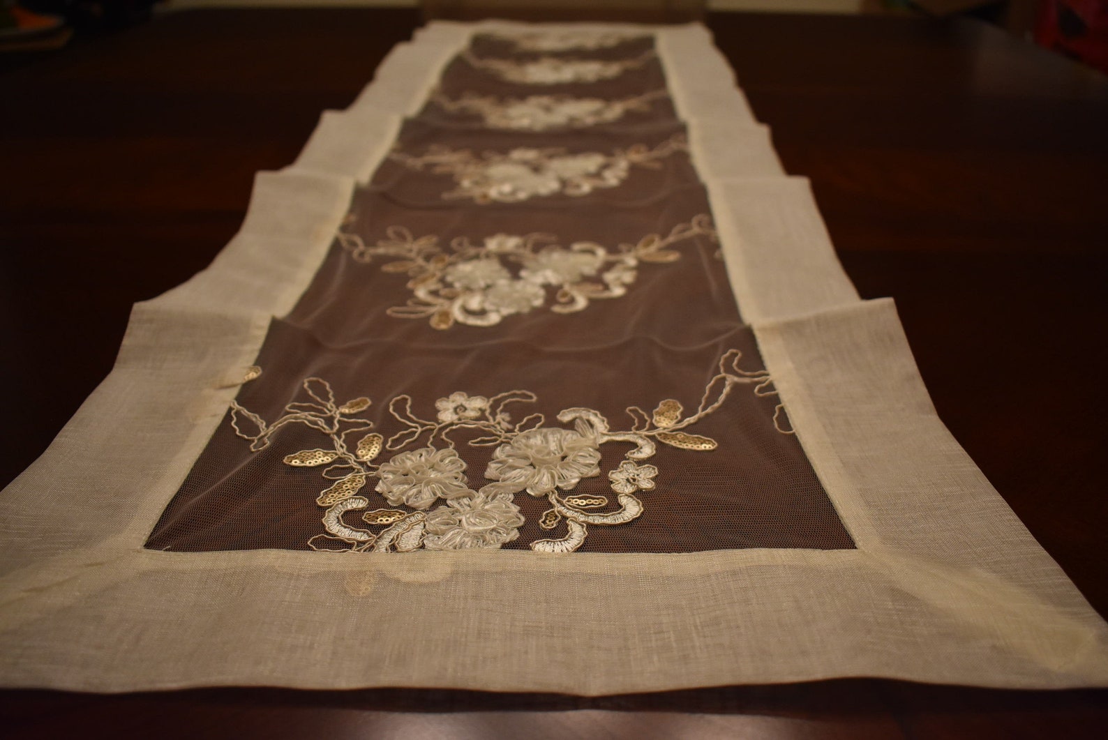 Elegant and Neutral Table Runner 16x54-16x90 Organza Flowers - Etsy