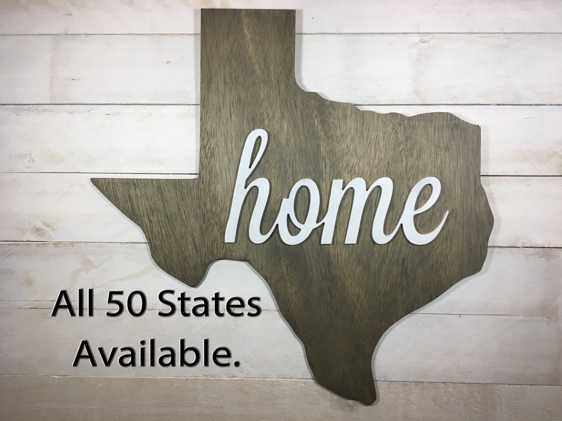 Home State Sign Cutout Wall Decor Wood State Sign US | Etsy
