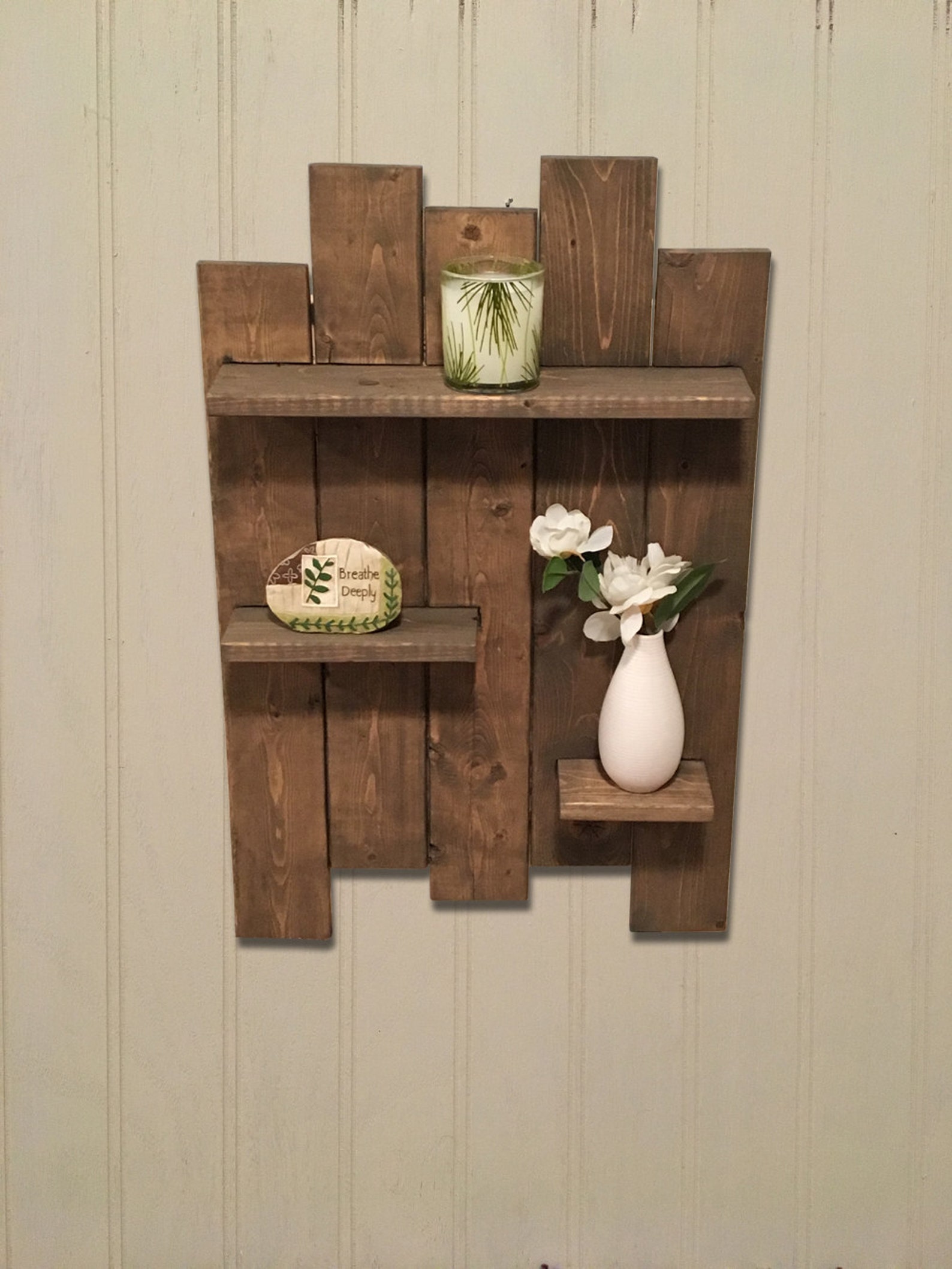Rustic Wooden Pallet Shelf Features 3 Wooden Shelves Great for - Etsy