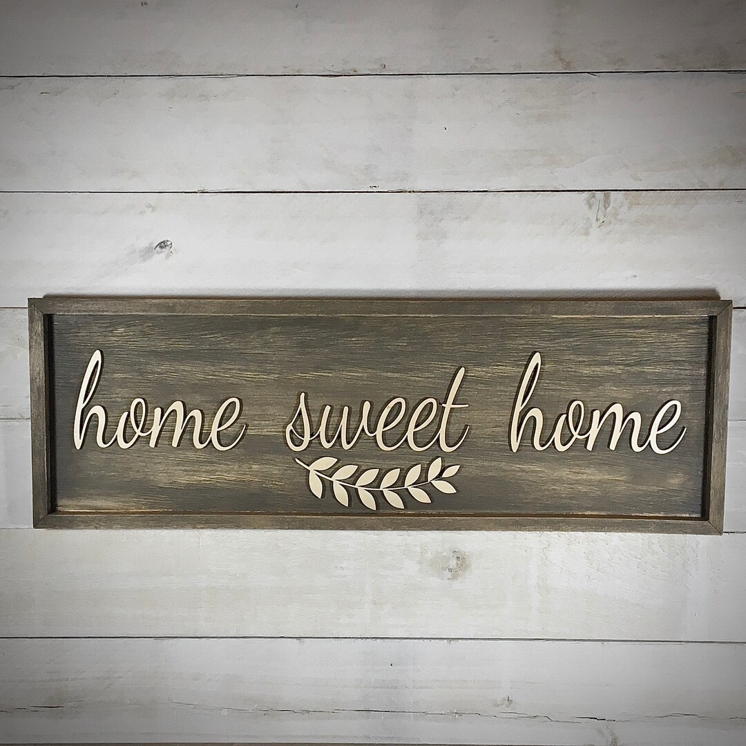 Farmhouse Home Sweet Home Rustic Sign, Horizontal Farmhouse Style Sign ...