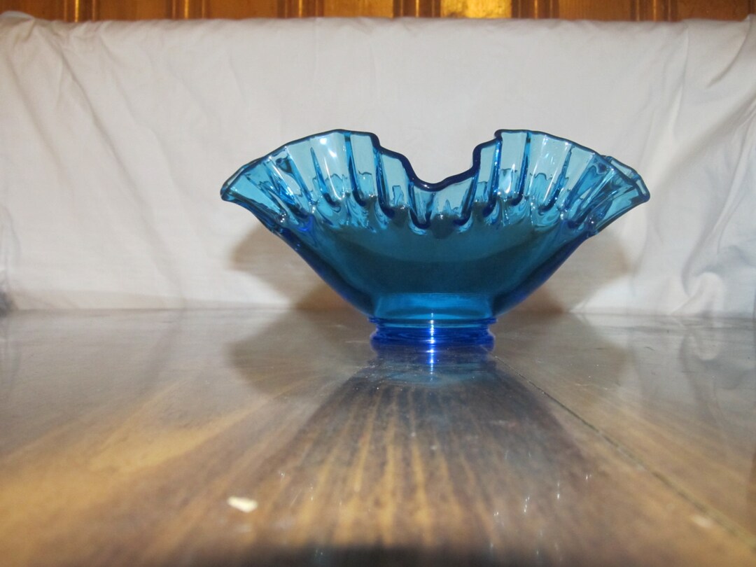 Blue Double Crimped Bowl - Etsy