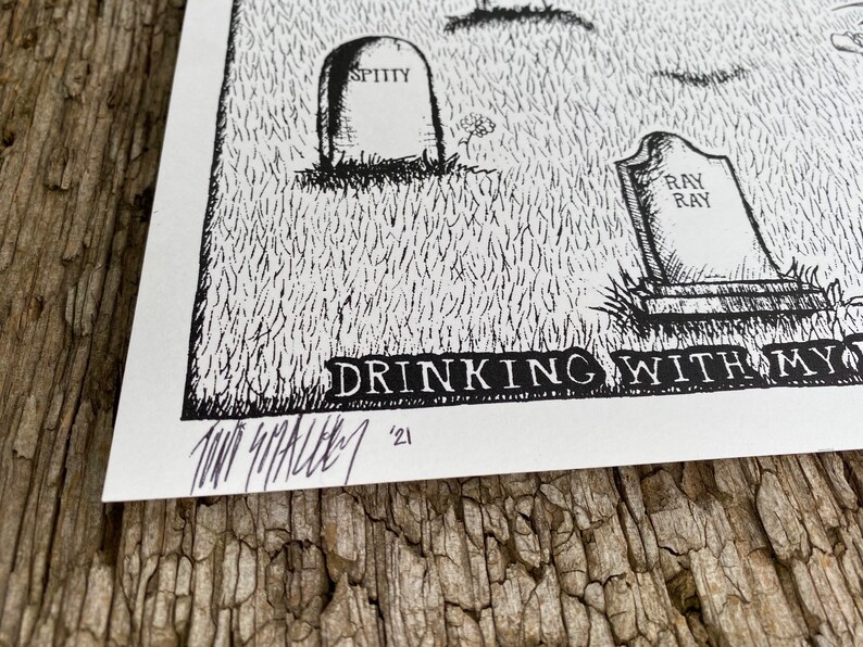 Poster Drinking With My Friends Screen Printed - Etsy
