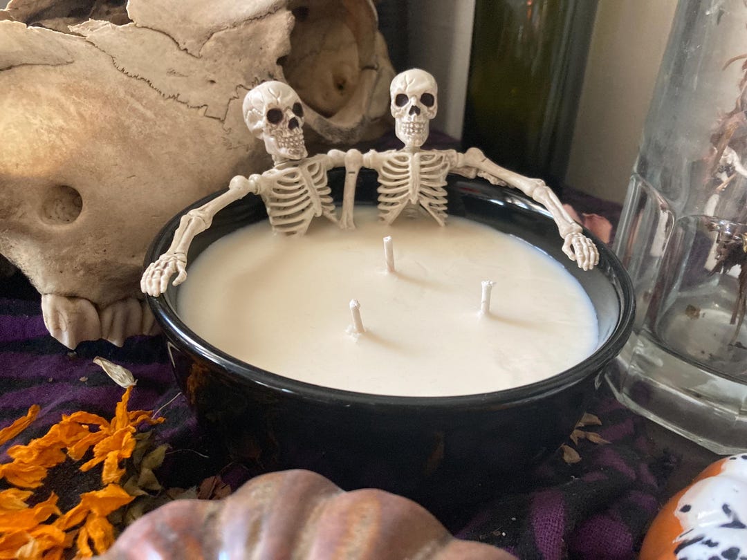 Skeleton Cauldron Hot Tub Halloween Candle Soy Wax Cotton Wick - Etsy