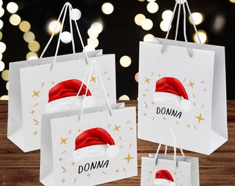 Personalised Christmas Gift Bags Secret Santa Festive Xmas Gift Wrapping Paper Bags Personalized Santa Sack Box Hat Etsy Ireland