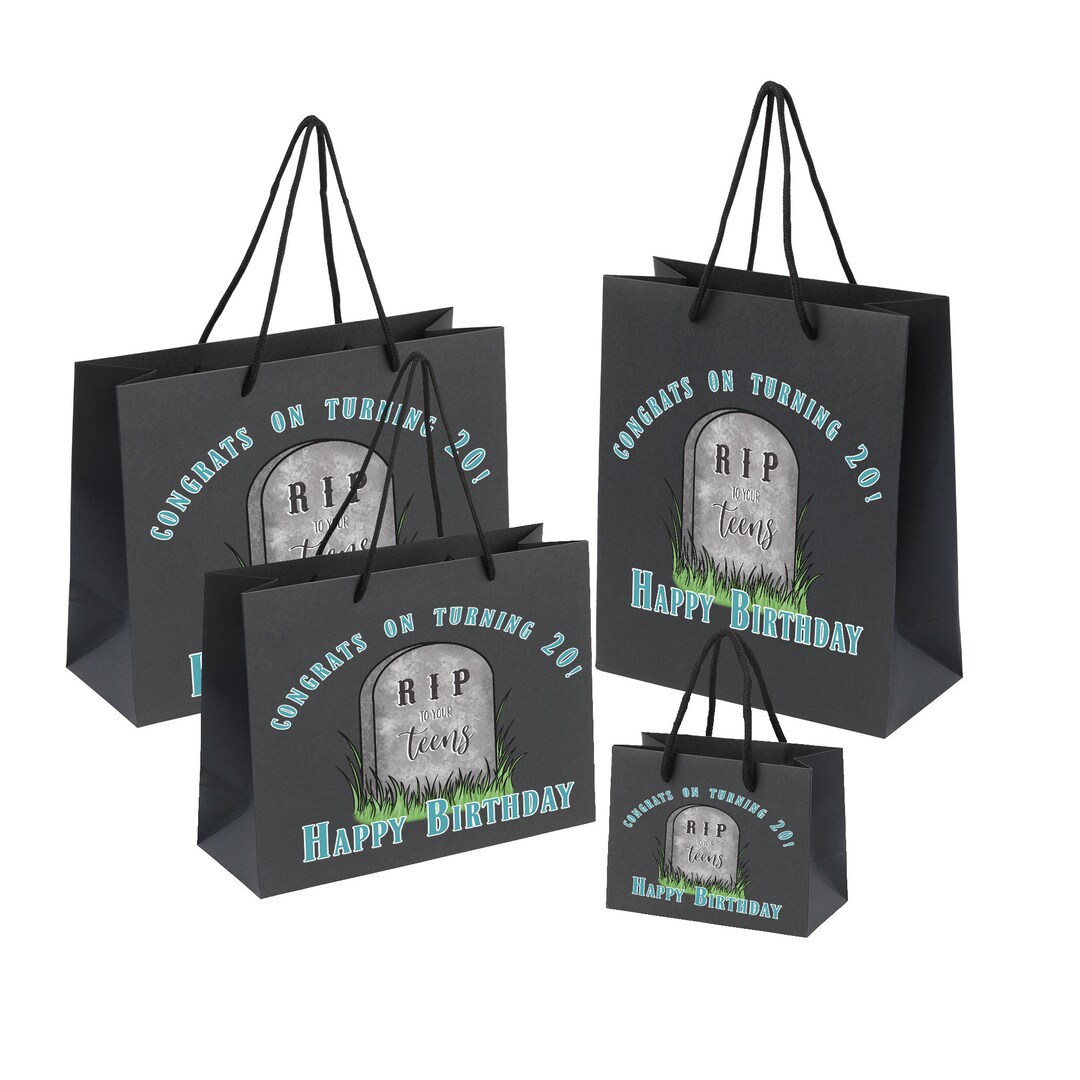 RIP Teenage Years 20th Birthday Gift Bags - Available in Black White ...