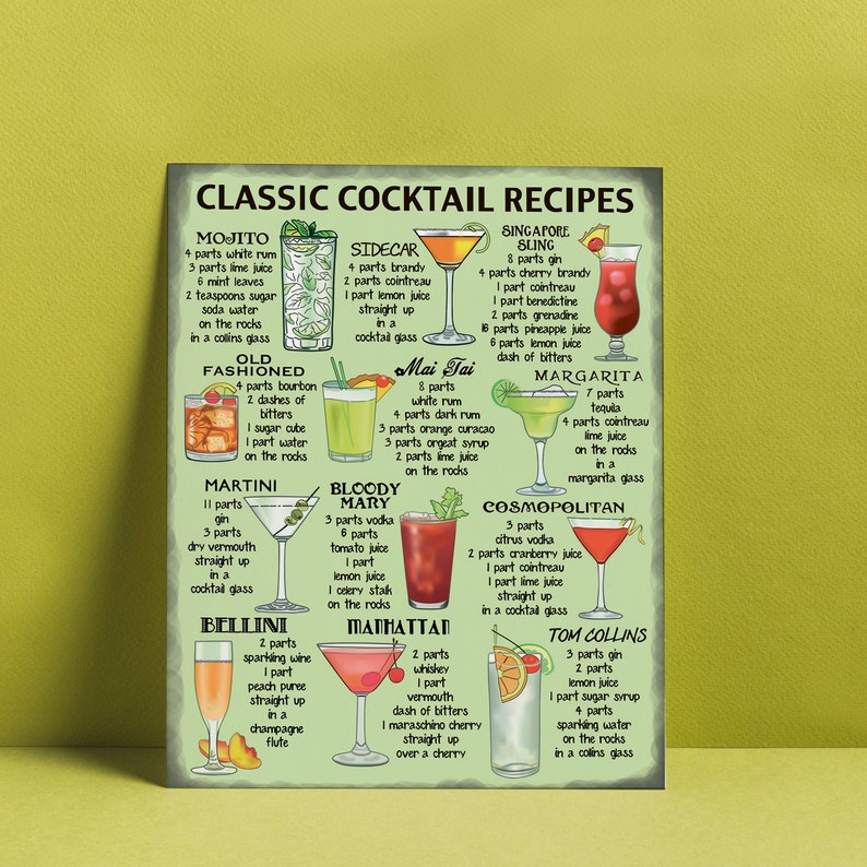Metal Bar Signs Cocktail Recipe Vintage Style Accessories - Etsy