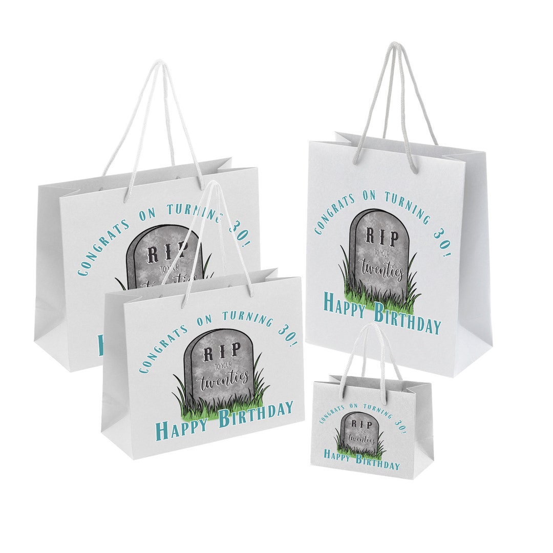 30th Birthday Gifts for Him - RIP 20's Gift Bag - Funny Wrapping Paper ...