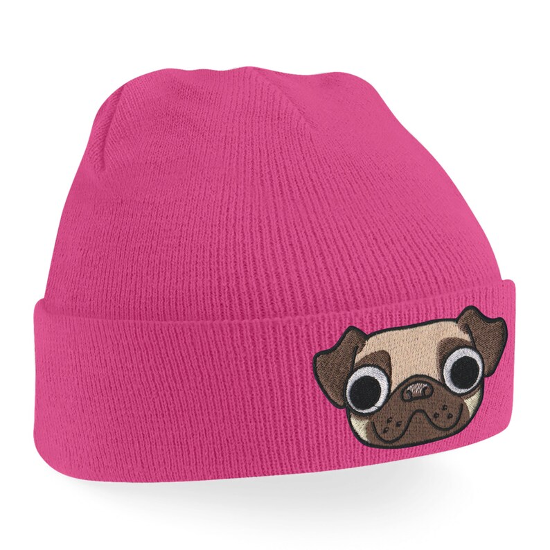 Cute Pug Beanie Pug Hat Gift for Her Him Embroidered | Etsy