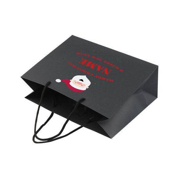 Personalised Christmas Gift Bags Black Grey White Festive Kids Xmas Gift Wrapping Paper Santa Claus Etsy UK