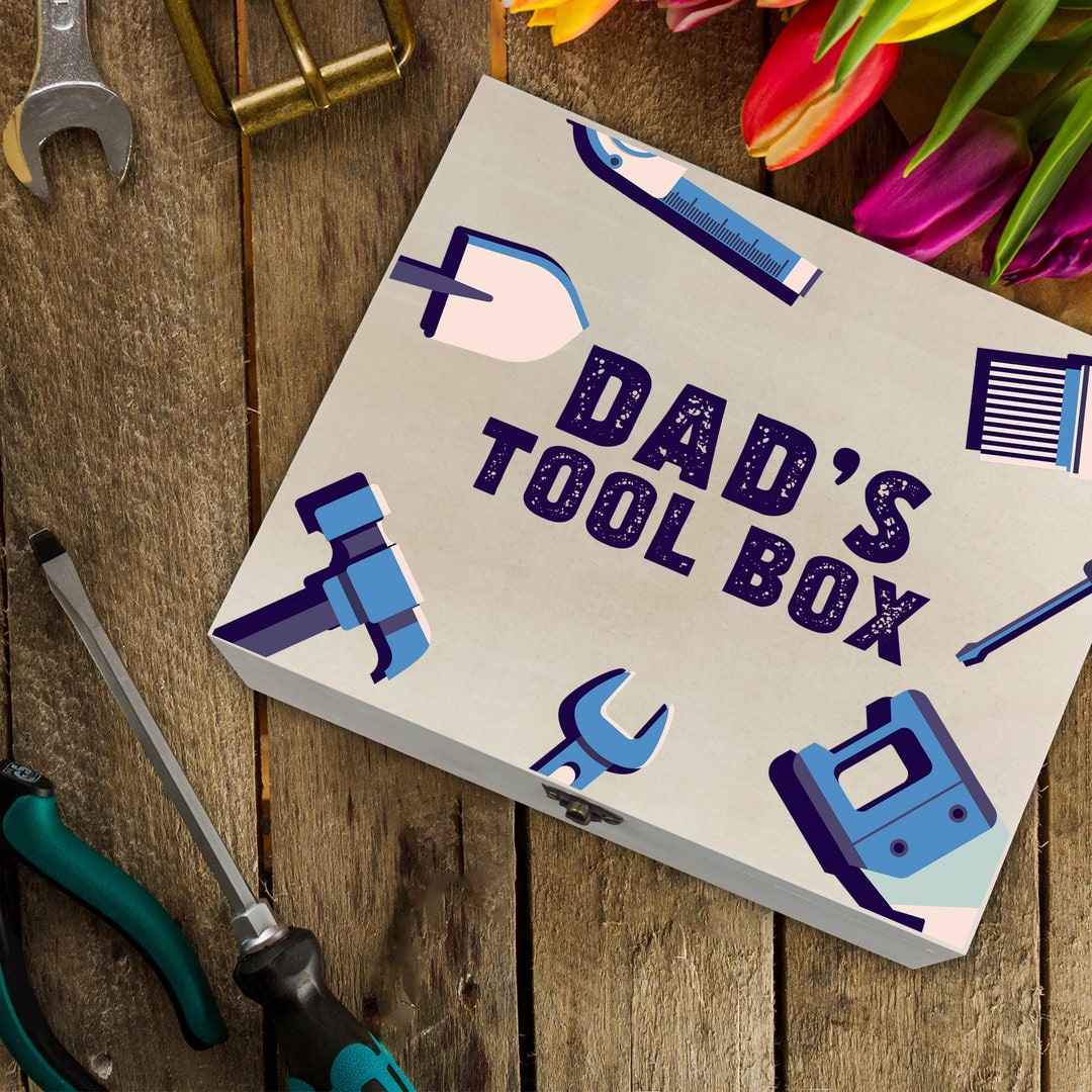 Dad's Tool Box Gift for Fathers Day, Wooden Box for Tool Storage Gift ...