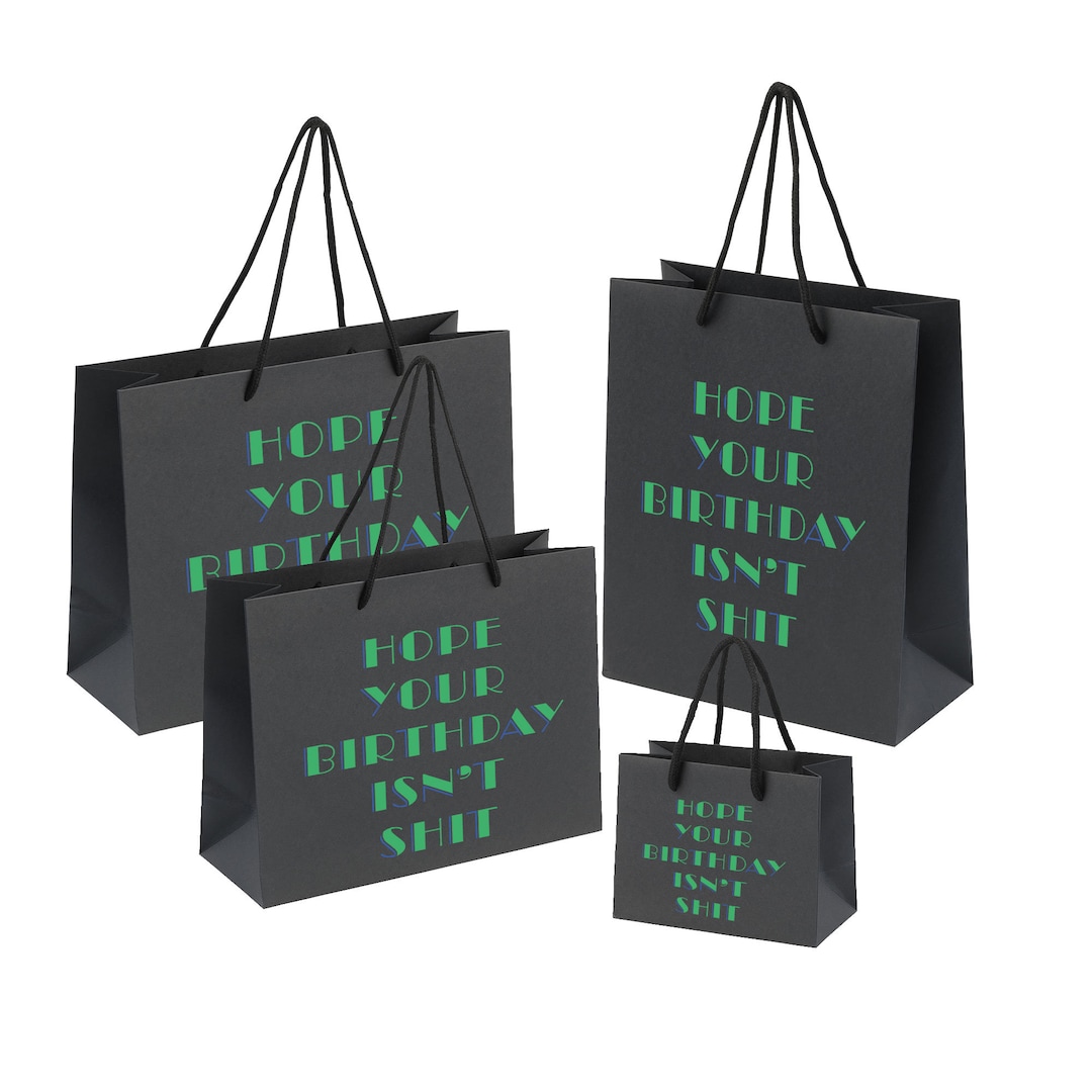 Luxury Funny Birthday Gift Bags Available in Black White & Grey Small ...