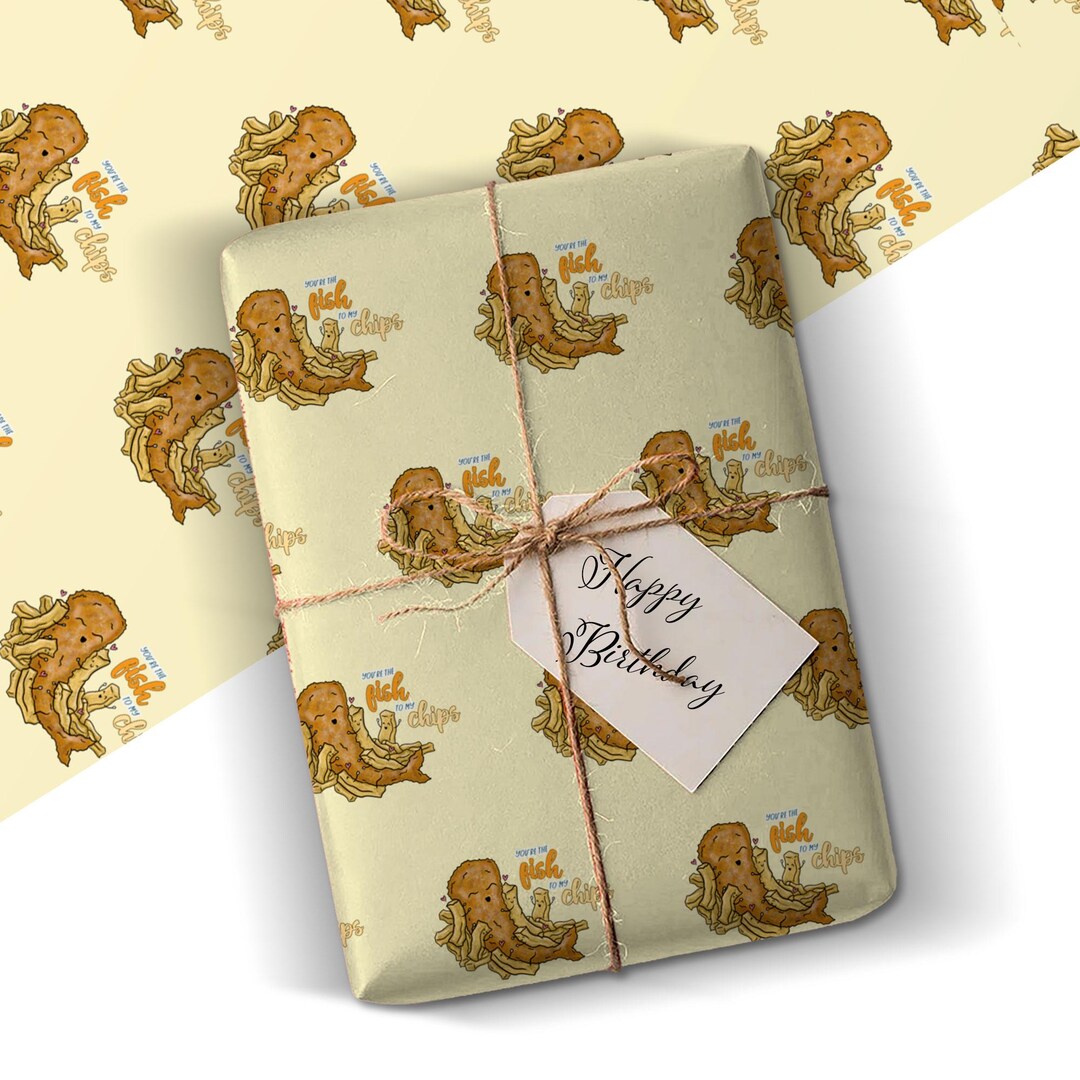 Funny Wrapping Paper Fish to My Chips Best Friend Custom Gift Wrap Sent ...