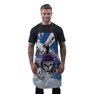 Funny Baking Apron Cat Skydive Novelty Cooking Chef Gift for Men Womens ...