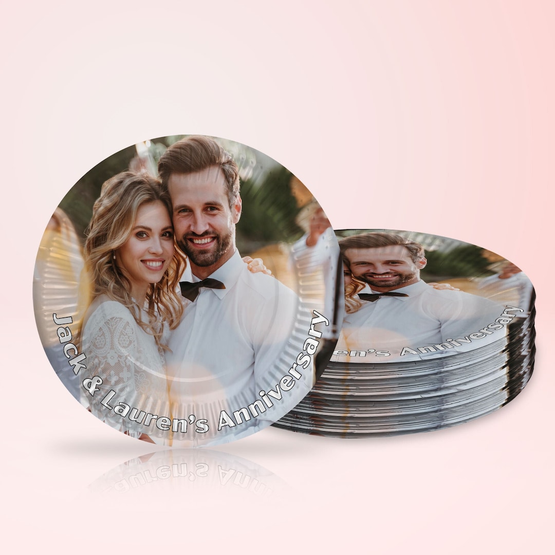 Custom Wedding Photo Party Plates - Upload Your Own Photo Personalised ...