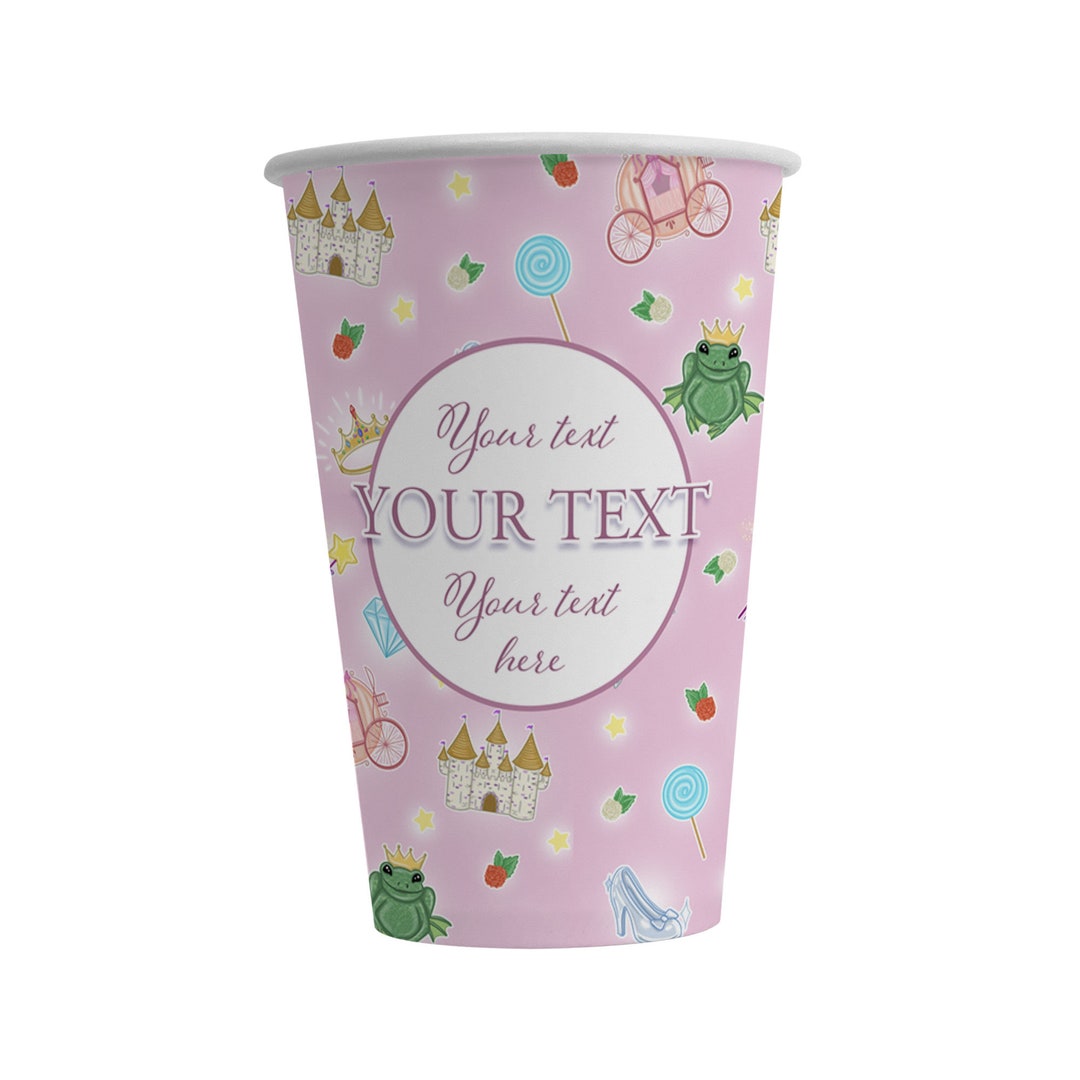12 Personalised Princess Party Paper Cups Theme Birthday Celebration ...