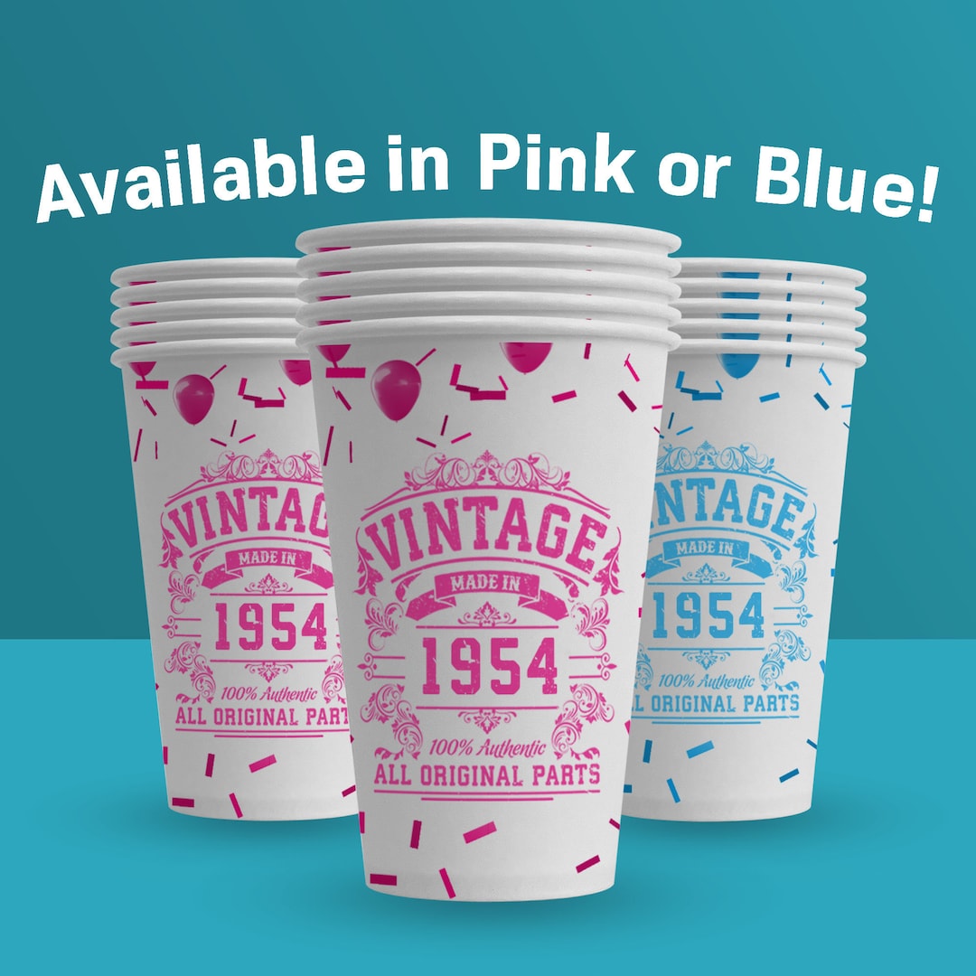 70th Original Vintage Birthday Party Paper Cups Pack of 12 Disposable ...