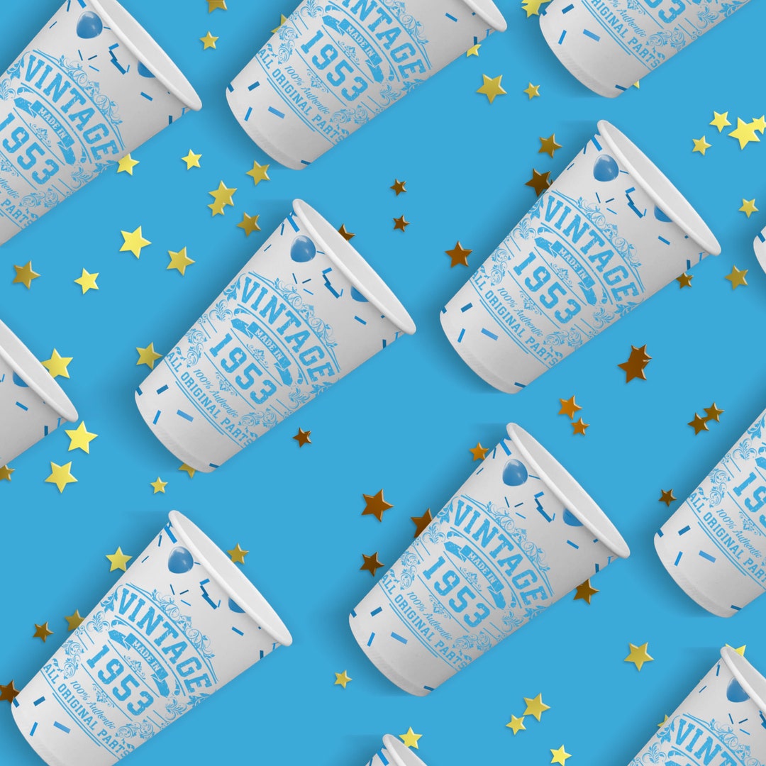70th Original Vintage Birthday Party Paper Cups Pack of 12 - Etsy