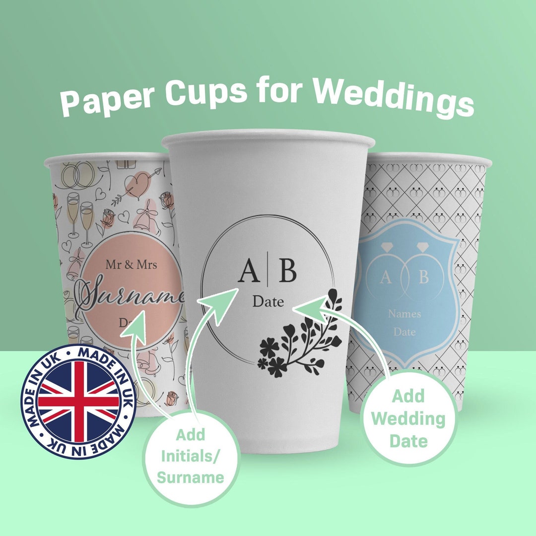 Personalised Wedding Cups Pack of 25, Paper Cups Bar Reception ...