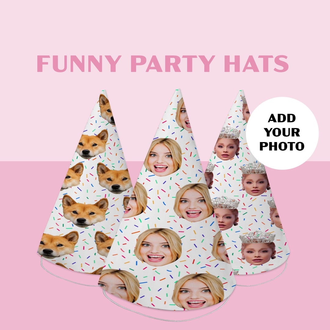 Custom Face Party Hats, Cutout Ready Partyware Decorations for Stag Do ...