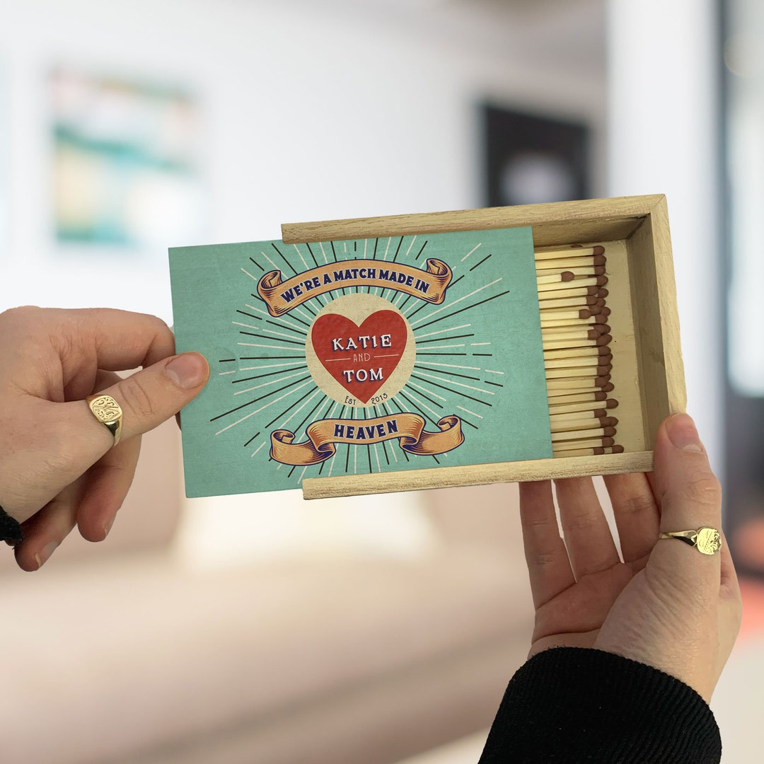 Valentine's Gift for Her Him Personalised Matchbox, Custom Wood ...