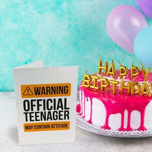 Warning Official Teenager 13th Birthday Card, May Contain Attitude ...